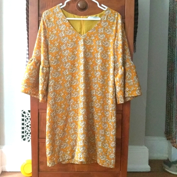 Belongsei | Dresses | Vintage Yellow Dress With White Flower Pattern ...